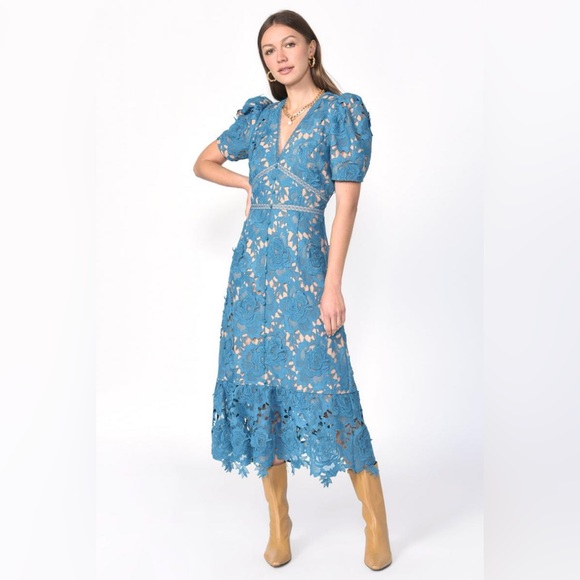 Adelyn Rae | Dresses | Nwt Adelyn Rae Wanda 3d Crochet Midi Dress Teal ...